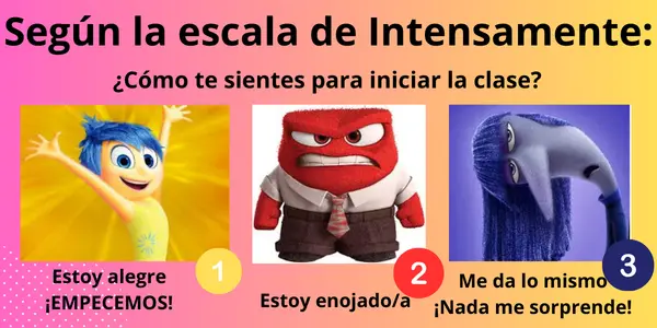 Escala de emociones de Intensamente | profe.social